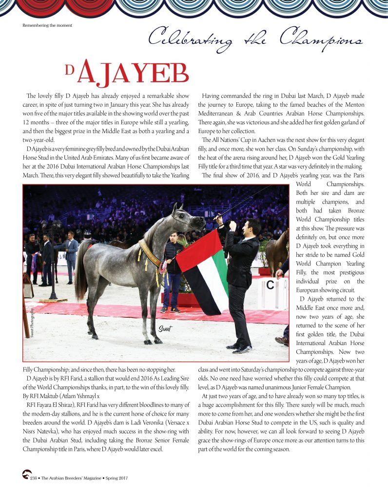 The Arabian Breeders' Magazine: Celebrating the Champions - D Ajayeb ...