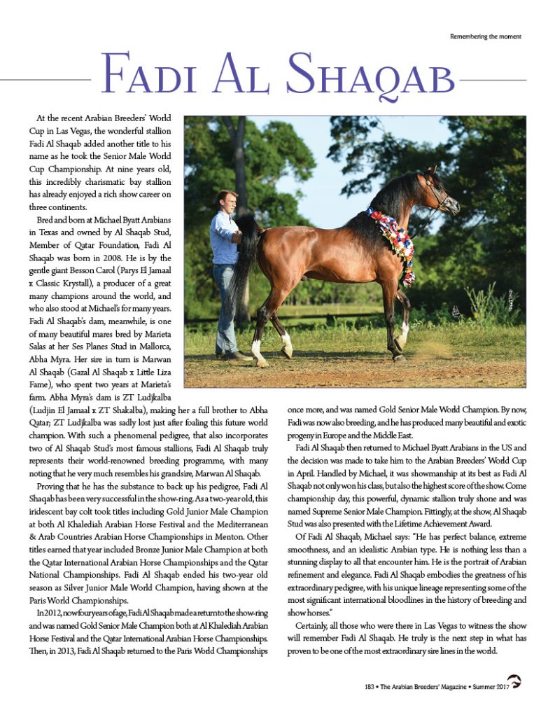 The Arabian Breeders' Magazine: Celebrating the Champions - Fadi Al ...